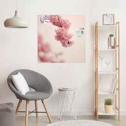 Bilderwelten Glasbild Blumen Motiv rosa Glas Wandbild - Zartrosane Fr&uuml;hlingsbl&uuml;te mit Bokeh - Kirschbl&uuml;te Wohnzimmer Schlafzimmer