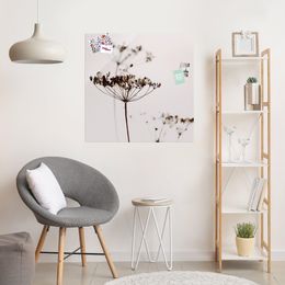 Bilderwelten Glasbild Blumen Motiv braun Glas Wandbild - Trockenblume im Schatten - Deko Wohnzimmer Schlafzimmer