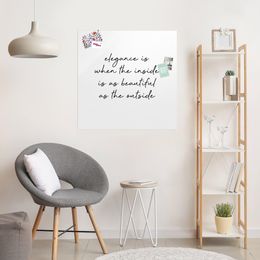 Bilderwelten Glasbild Spr&uuml;che modern weiss Glas Wandbild - Beautiful Elegance - Spr&uuml;che Wohnzimmer Schlafzimmer