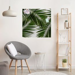 Bilderwelten Glasbild Natur Tropisch gr&uuml;n Glas Wandbild - Blick durch gr&uuml;ne Palmenbl&auml;tter - Pflanzen Wohnzimmer Schlafzimmer
