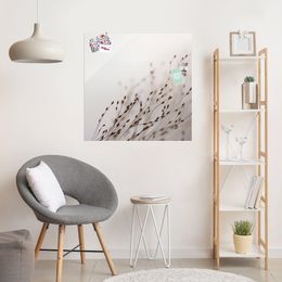 Bilderwelten Glasbild Blumen Landhaus braun Glas Wandbild - Zarte Gr&auml;ser im Windschatten - Gr&auml;ser Wohnzimmer Schlafzimmer