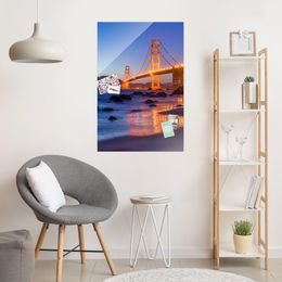 Bilderwelten Glasbild Golden Gate Bridge am Abend