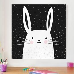 Bilderwelten Leinwandbild - Quadrat Tierpark mit Mustern - Hase