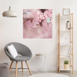 Bilderwelten Glasbild Blumen Motiv braun Glas Wandbild - Kirschbl&uuml;te im Violetten Licht - Kirschbl&uuml;te Wohnzimmer Schlafzimmer