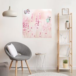 Bilderwelten Glasbild Blumen Landhaus rosa Glas Wandbild - Zartrosaner Lavendel - Gr&auml;ser Wohnzimmer Schlafzimmer