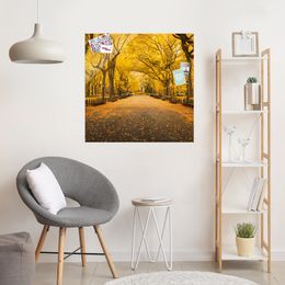 Bilderwelten Glasbild Stadt Motiv orange Glas Wandbild - Herbst im Central Park - Amerika Wohnzimmer Schlafzimmer