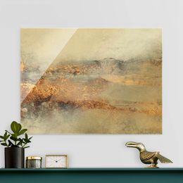 Bilderwelten Glasbild originell Abstrakt grau Glas Wandbild - Gold-Grauer Nebel - Deko Wohnzimmer Schlafzimmer
