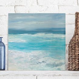 Bilderwelten Leinwandbild Strand modern Kunstdruck blau - Sturm auf dem Meer II - Meerblick XXL Wohnzimmer Schlafzimmer