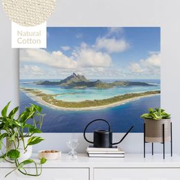 Bilderwelten Leinwandbild Strand Motiv Kunstdruck blau - Inselparadies - Landschaft XXL Wohnzimmer Schlafzimmer