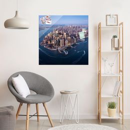 Bilderwelten Glasbild Stadt Motiv blau Glas Wandbild - Big City Life - New York Wohnzimmer Schlafzimmer