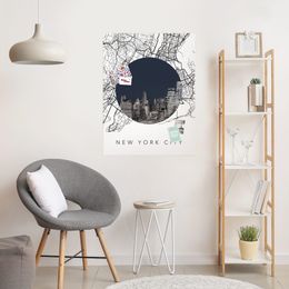 Bilderwelten Glasbild Stadtplan Collage New York City