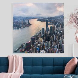 Bilderwelten Leinwandbild Hongkong bei Sonnenaufgang