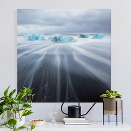 Bilderwelten Leinwandbild Natur Motiv Kunstdruck blau - Eislandschaft - Landschaft XXL Wohnzimmer Schlafzimmer