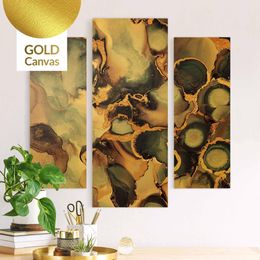 Bilderwelten Leinwandbild originell Abstrakt Aquarell gold - Marmor Aquarell mit Gold - Wandbild XXL Wohnzimmer Schlafzimmer