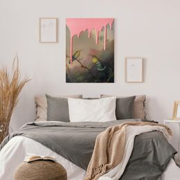 Bilderwelten Leinwandbild Tiere Vintage Kunstdruck gr&uuml;n - Farbzensur I - Lustig XXL Wohnzimmer Schlafzimmer