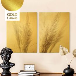 Bilderwelten Leinwandbild Tropisch Kunstdruck beige - Pampasgras im Licht - Gr&auml;ser XXL Wohnzimmer Schlafzimmer