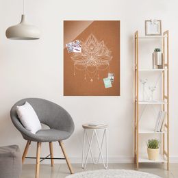 Bilderwelten Glasbild Boho Lotusbl&uuml;te wei&szlig; Korkoptik