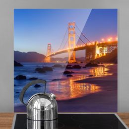 Bilderwelten Spritzschutz Golden Gate Bridge am Abend