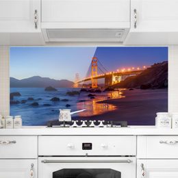 Spritzschutz Golden Gate Bridge am Abend