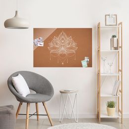 Bilderwelten Glasbild Boho Lotusbl&uuml;te wei&szlig; Korkoptik