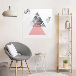 Bilderwelten Glasbild originell modern grau Glas Wandbild - Dreiecke mit Bl&uuml;te - Deko Wohnzimmer Schlafzimmer