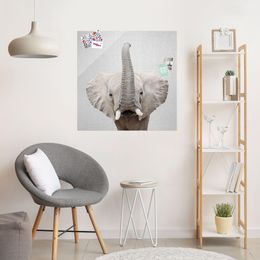 Bilderwelten Glasbild Tiere Motiv schwarz weiss Glas Wandbild - Elefant Ewald - Elefant Kinderzimmer Baby M&auml;dchen Jungen