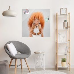 Bilderwelten Glasbild Tiere Motiv schwarz weiss Glas Wandbild - Eichh&ouml;rnchen Elisabeth - Deko Kinderzimmer Baby M&auml;dchen Jungen