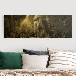 Bilderwelten Leinwandbild - Panorama Sonnenlicht &uuml;ber New York City