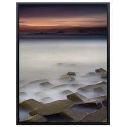 Bilderwelten Leinwandbild - Hochformat Sonnenuntergang im Nebel