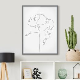 Bilderwelten Bild mit Rahmen Line Art - Dreamy Girl Pony Tail