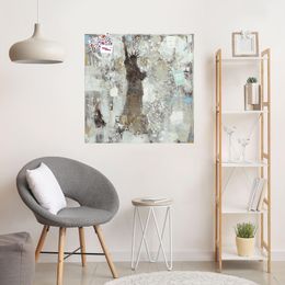 Bilderwelten Glasbild originell modern beige Glas Wandbild - Die Freiheitsstatue in warmen Farben - New York Jugendzimmer