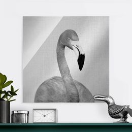Bilderwelten Glasbild Tiere Motiv schwarz weiss Glas Wandbild - Flamingo Fabian Schwarz Wei&szlig; - V&ouml;gel Kinderzimmer Baby M&auml;dchen Jungen