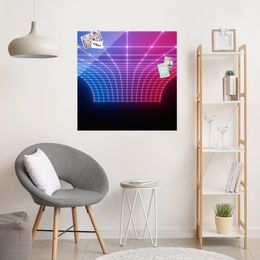 Bilderwelten Glasbild Neon Art blau 3D-Effekt - Dreidimensionales Neonlicht - Deko Jugendzimmer