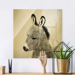 Bilderwelten Glasbild Tiere Motiv schwarz weiss Glas Wandbild - Esel Ernesto Schwarz Wei&szlig; - Deko Kinderzimmer Baby M&auml;dchen Jungen