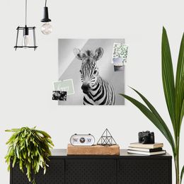 Bilderwelten Glasbild Tiere Motiv schwarz weiss Glas Wandbild - Baby Zebra Zoey Schwarz Wei&szlig; - Zebra Kinderzimmer Baby M&auml;dchen Jungen