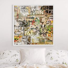Bilderwelten Bild mit Rahmen Spr&uuml;che bunt Motiv inkl. Rahmung - Alte Plakatwand - Spr&uuml;che Jugendzimmer