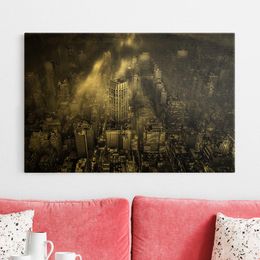 Bilderwelten Leinwandbild - Querformat Sonnenlicht &uuml;ber New York City