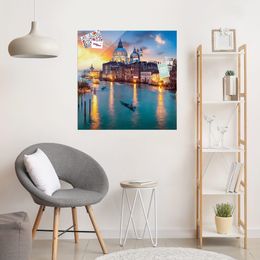 Bilderwelten Glasbild Strand Motiv t&uuml;rkis Glas Wandbild - Sunset in Venice - Italien Wohnzimmer Schlafzimmer