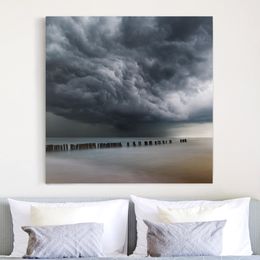 Bilderwelten Leinwandbild Strand Motiv Kunstdruck grau - Sturmwolken &uuml;ber der Ostsee - Himmel XXL Wohnzimmer Schlafzimmer