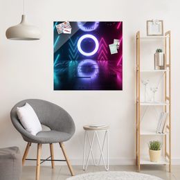 Bilderwelten Glasbild Neon Art blau Glas Wandbild - Bunte Neonlichter - Deko Jugendzimmer