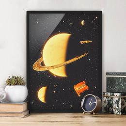 Bilderwelten Bild mit Rahmen Retro Collage - Die Ringe des Saturn