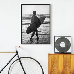 Bilderwelten Bild mit Rahmen Surferboy im Sonnenuntergang