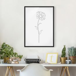 Bilderwelten Bild mit Rahmen Line Art Blumen - Margerite