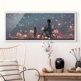 Bilderwelten Bild mit Rahmen Anime Zeichnung Lichter auf dem Fahrrad