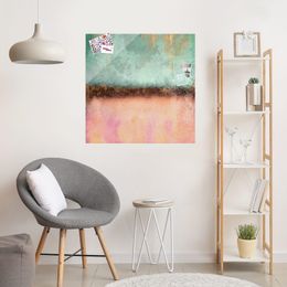 Bilderwelten Glasbild originell Abstrakt orange Glas Wandbild - Pastell Sommer mit Gold - Deko Wohnzimmer Schlafzimmer
