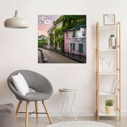 Bilderwelten Glasbild Natur Motiv rosa Glas Wandbild - Rosa D&auml;mmerung in Paris - Architektur Wohnzimmer Schlafzimmer