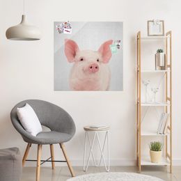 Bilderwelten Glasbild Tiere Motiv schwarz weiss Glas Wandbild - Schwein Schorsch - Deko Kinderzimmer Baby M&auml;dchen Jungen