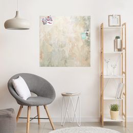 Bilderwelten Glasbild originell Shabby beige Glas Wandbild - Ton-t&ouml;nig gespachtelt - Deko Wohnzimmer Schlafzimmer