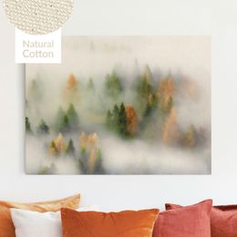Bilderwelten Leinwandbild - Querformat Nebelwald im Herbst