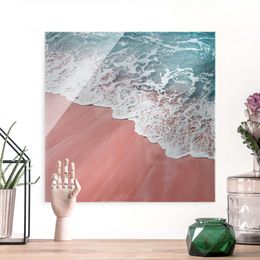 Bilderwelten Glasbild Strand Motiv t&uuml;rkis Glas Wandbild - Tiefe Liebe des Ozeans - Meerblick Wohnzimmer Schlafzimmer